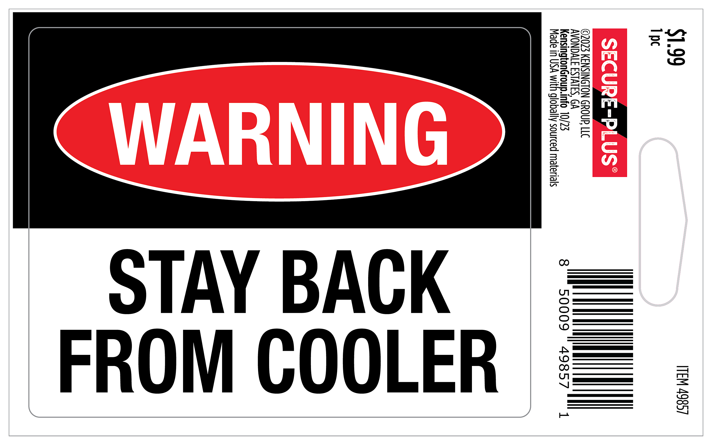 Secure-Plus Warning Stay Back from Cooler Sticker | Mack's Prairie Wings